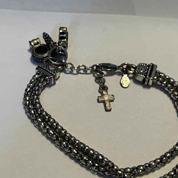 Jewelry | Premier Designs Silver Tone Double Popcorn Cross Crown Heart ...